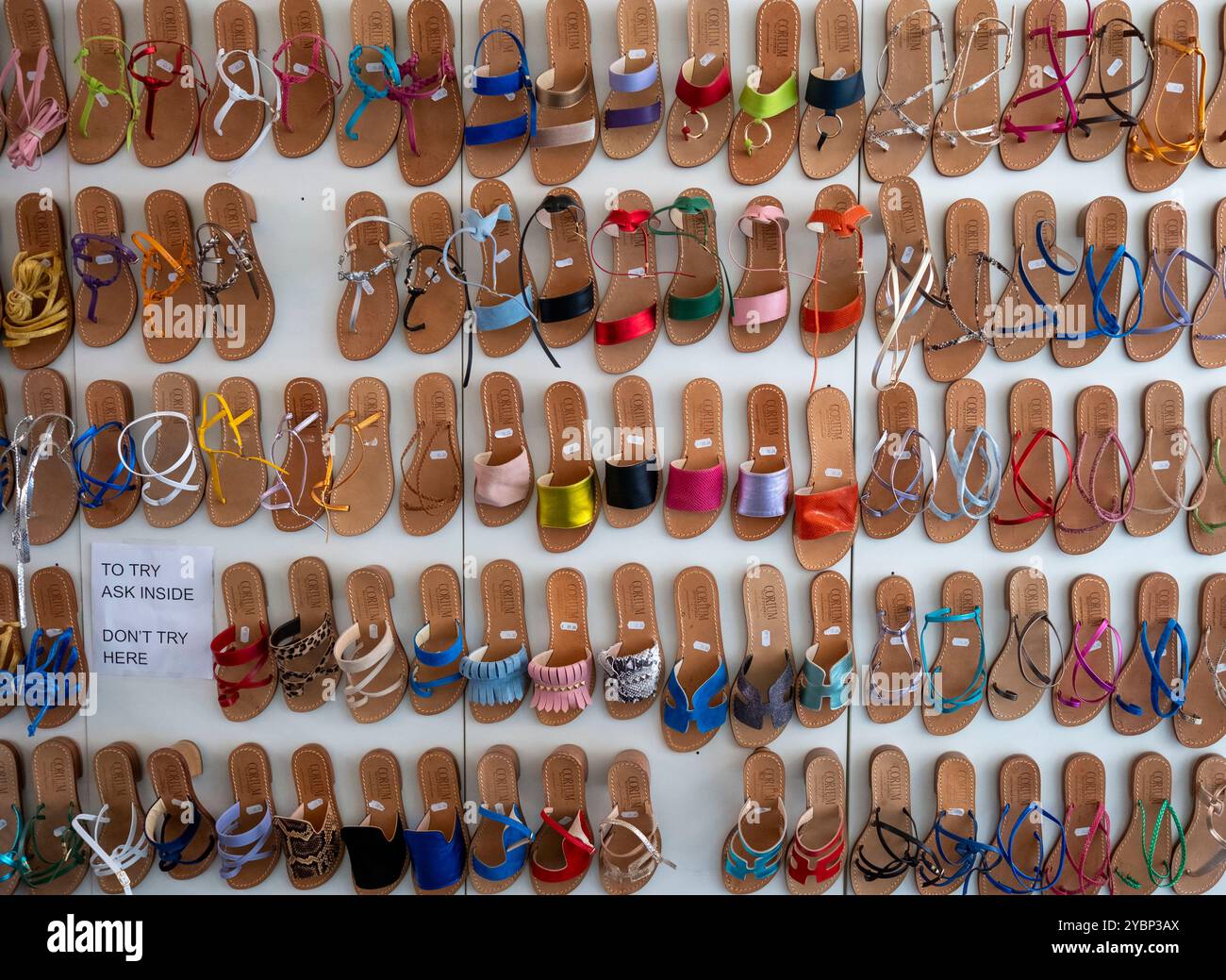 Hand made leather sandals for sale in Sorrento, Ilaly Stock Photo - Alamy