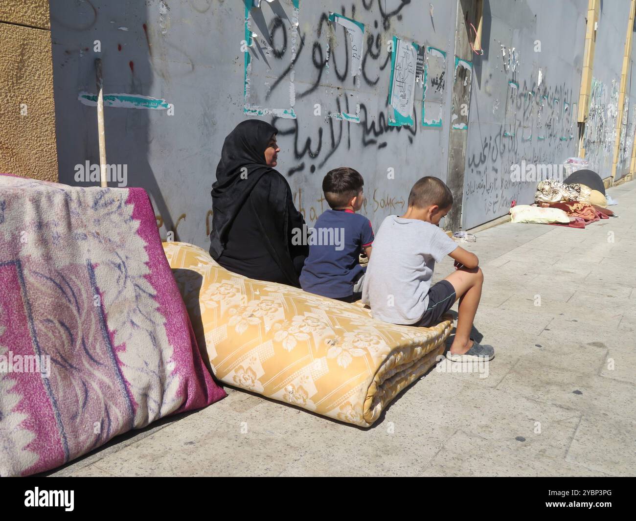 Beirut, Lebanon. 19th Oct, 2024. Displaced families from bombed Dahye ...
