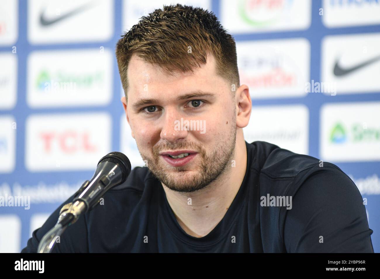Luka Doncic (Slovenia) press conference. FIBA Olympic Qualifying ...