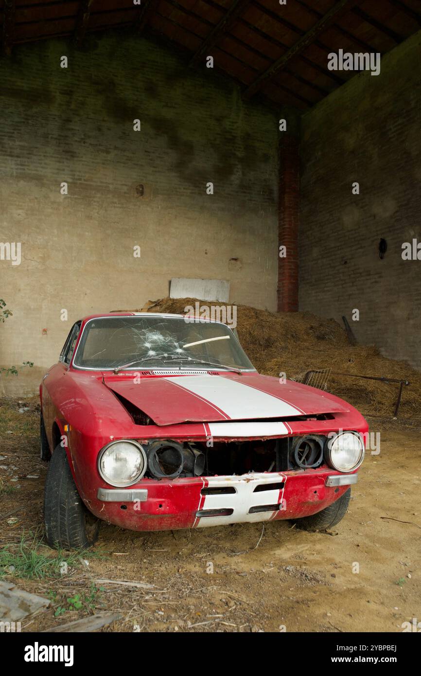 Vintage Alfa Romeo GT Junior barn find near Imola, Italy Stock Photo ...