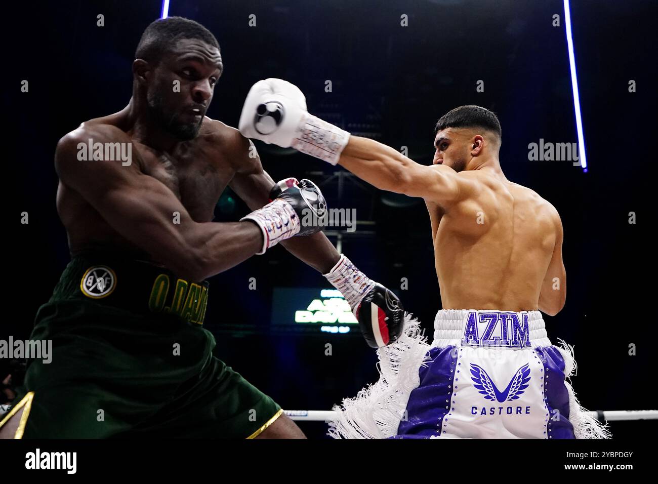 Adam Azim (right) in action during the Super-Lightweight bout against ...