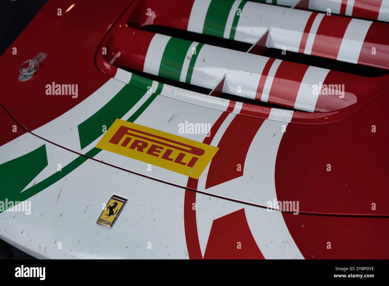 Italian flag livery on Ferrari 296 Challenge race car at Circuit Enzo ...