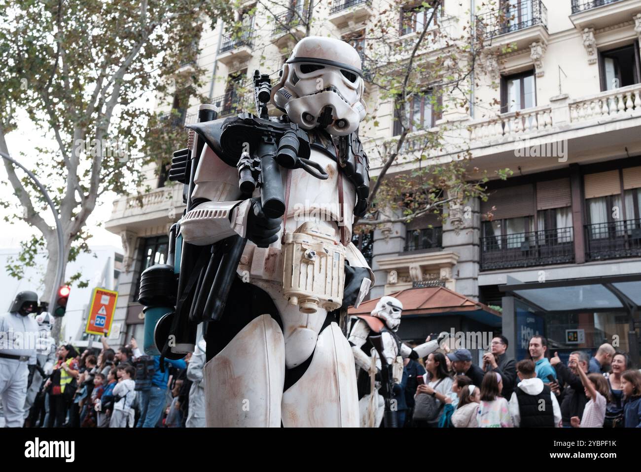 People dressed up during a Star Wars parade in the center of Madrid ...