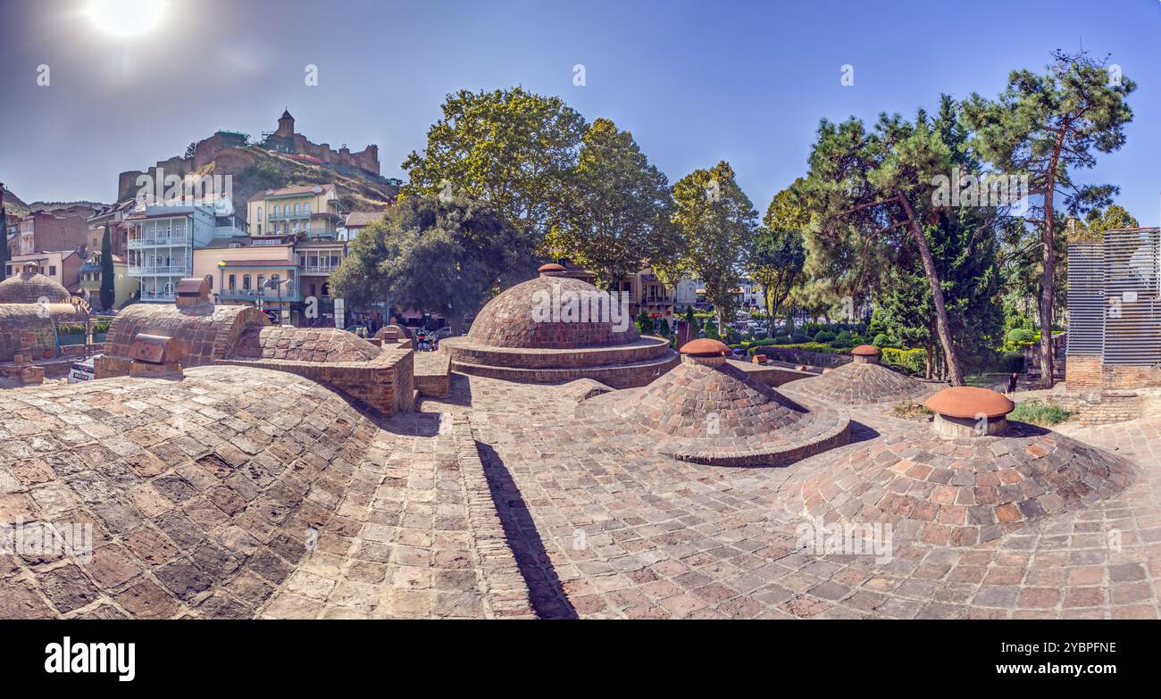 View of the sulfur baths in Tbilisi, Georgia, with historic domes and ...