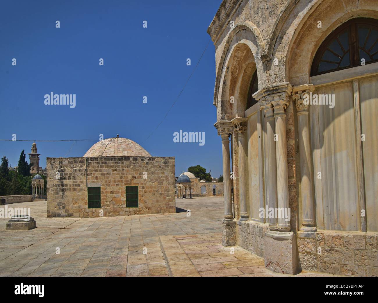Dome of the Rock Mosque and ancient buildings on the Temple Mount in ...