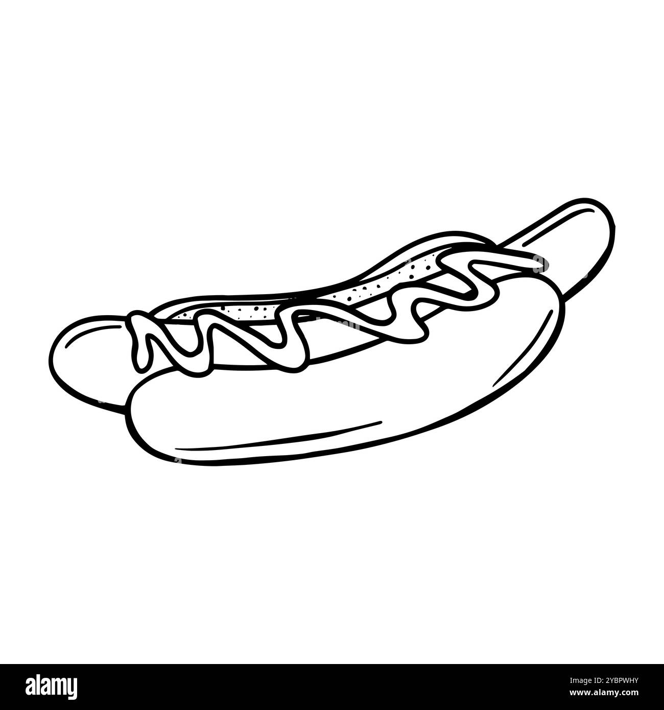 Hot dog sketch illustration. Fast food drawing in line art style. Hand ...