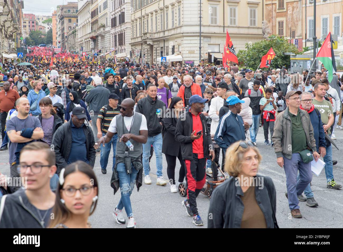 Rome, Italy. 19th Oct, 2024. Demonstrators marching during the ...