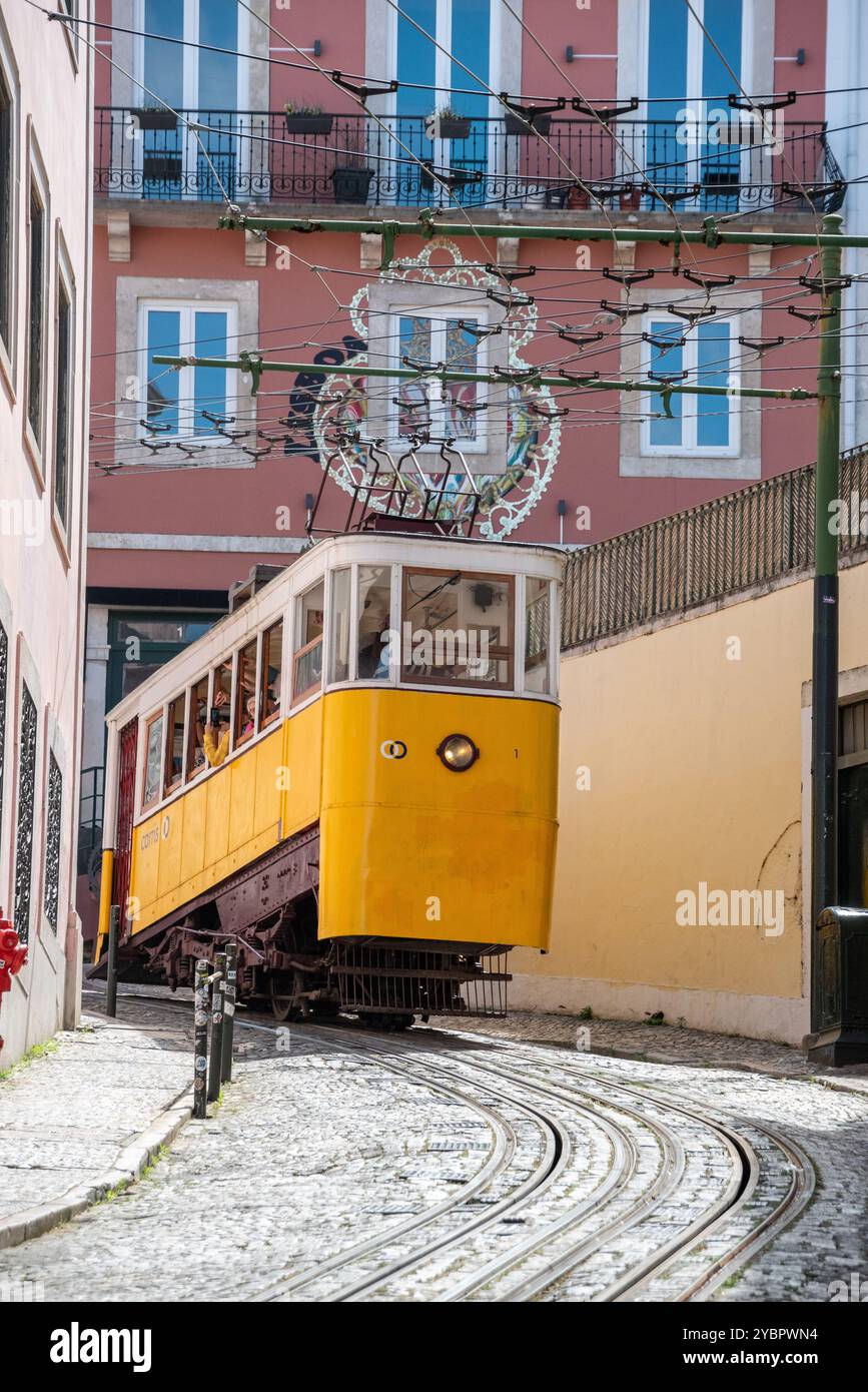 Iconic Elevador da Gloria in old town Lisbon winds its way up the ...