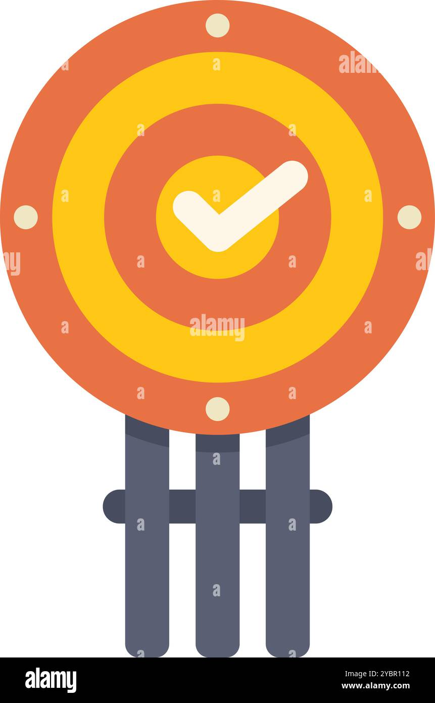 Minimalist illustration of a target standing on a tripod showing check ...