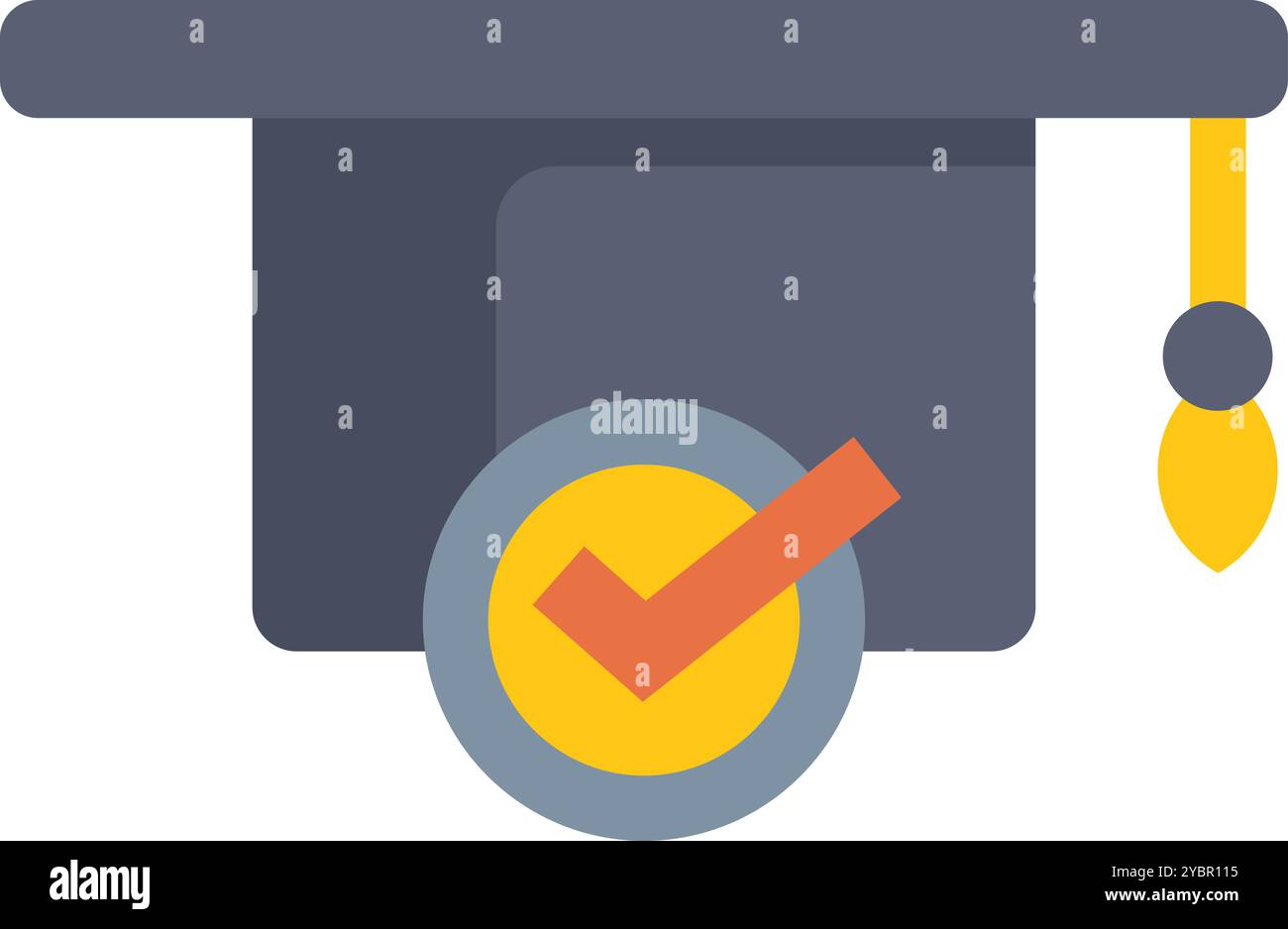 Graduation cap icon is showing a check mark representing a successful ...
