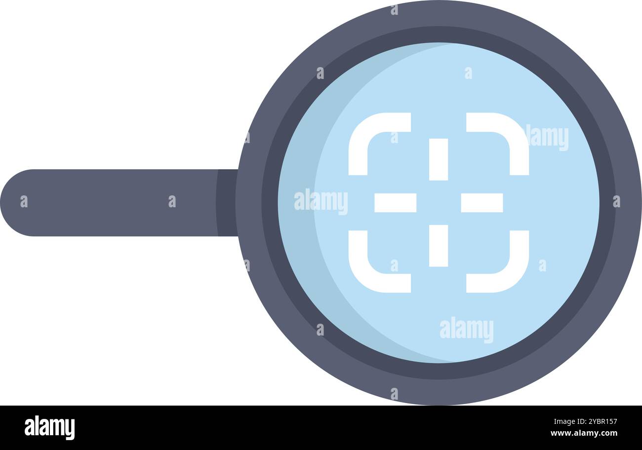 Magnifying glass displaying crop marks, symbolizing precision in editing, image cropping, and ...