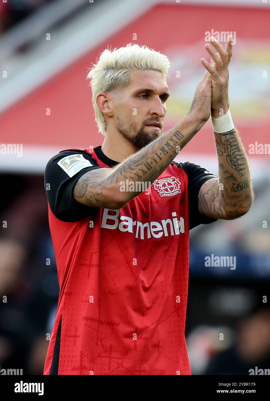 Robert Andrich of leverkusen reacts during the Bundesliga match between ...