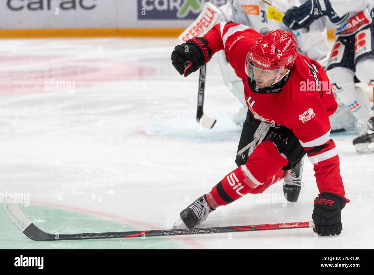 Lausanne, Switzerland. , . Makai Holdener (offense) of Lausanne HC #4 ...