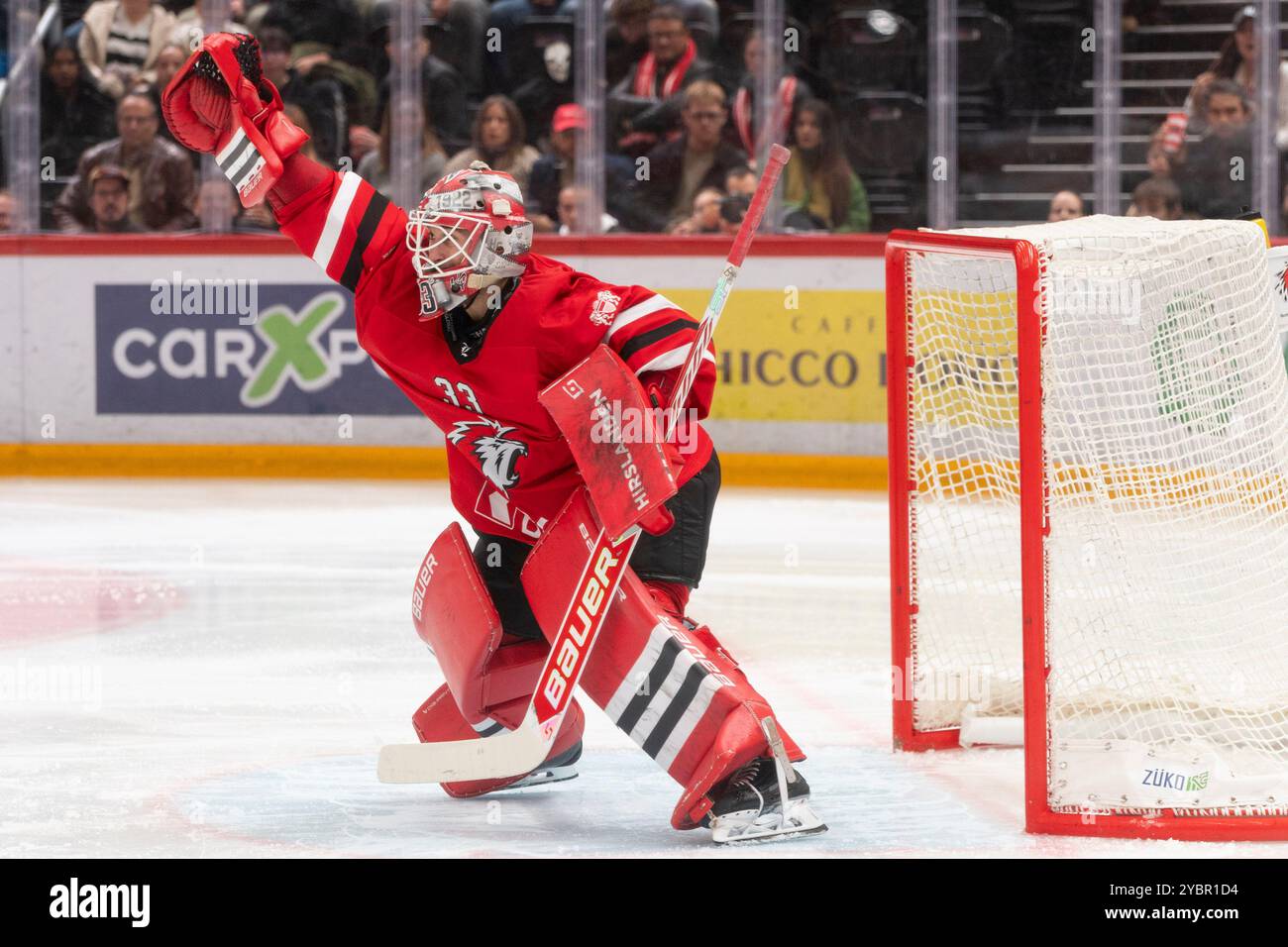 Lausanne, Switzerland. , . Kevin Pasche (goalkeeper) of Lausanne HC #33 ...