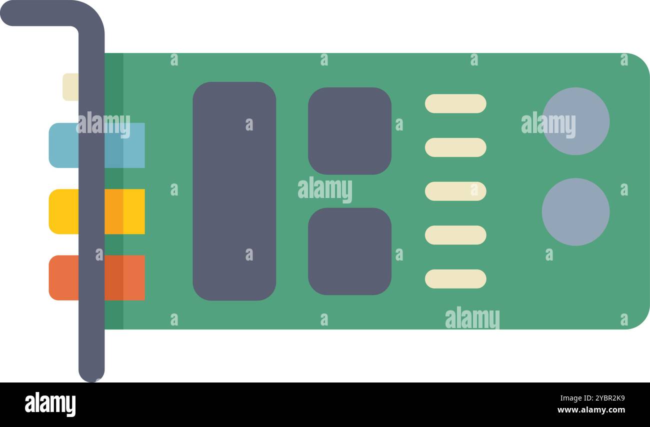 Minimalist vector illustration of a sound card, featuring input and ...