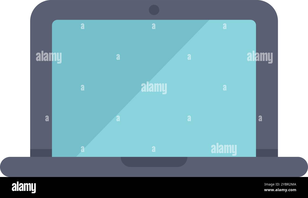 Minimalist laptop computer with a blank screen is open and awaiting ...