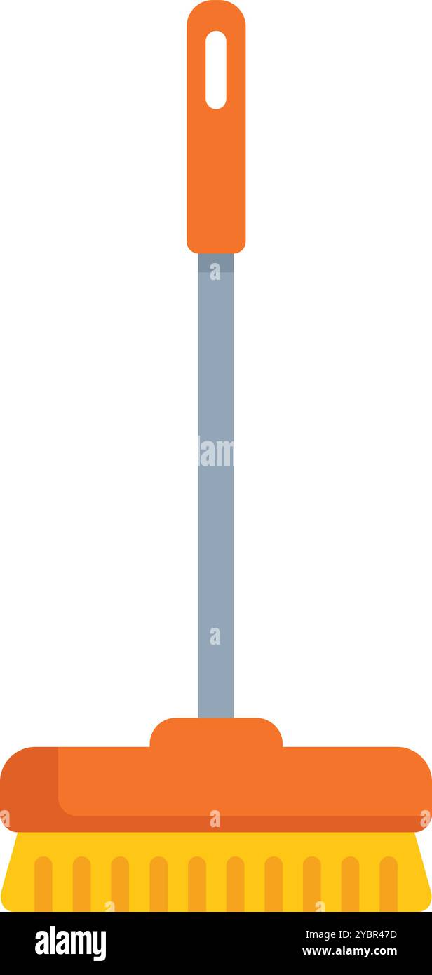 Simple vector illustration of a broom standing up, isolated on a white ...