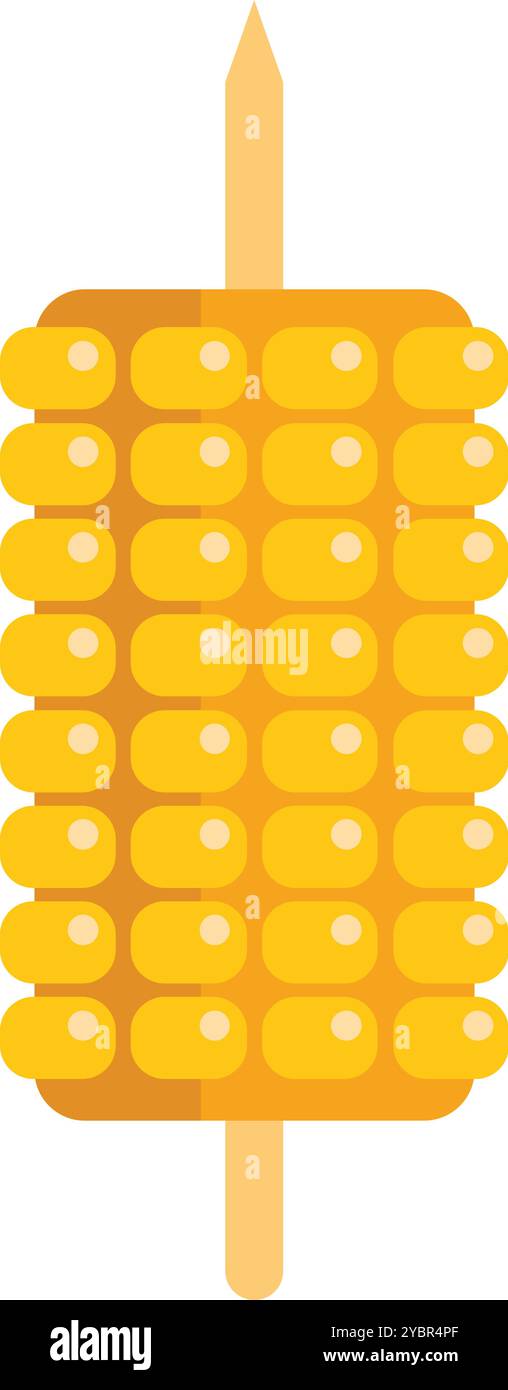 Simple flat vector illustration of grilled corn on the cob on a wooden ...