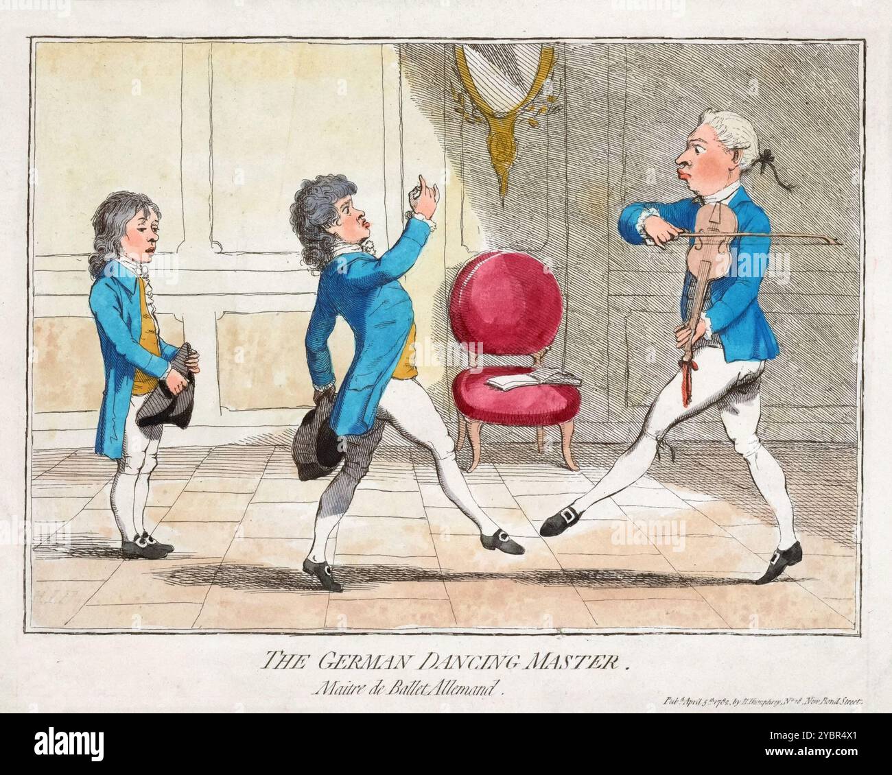 A humorous cartoon print etching hand coloured engraving of the German ...