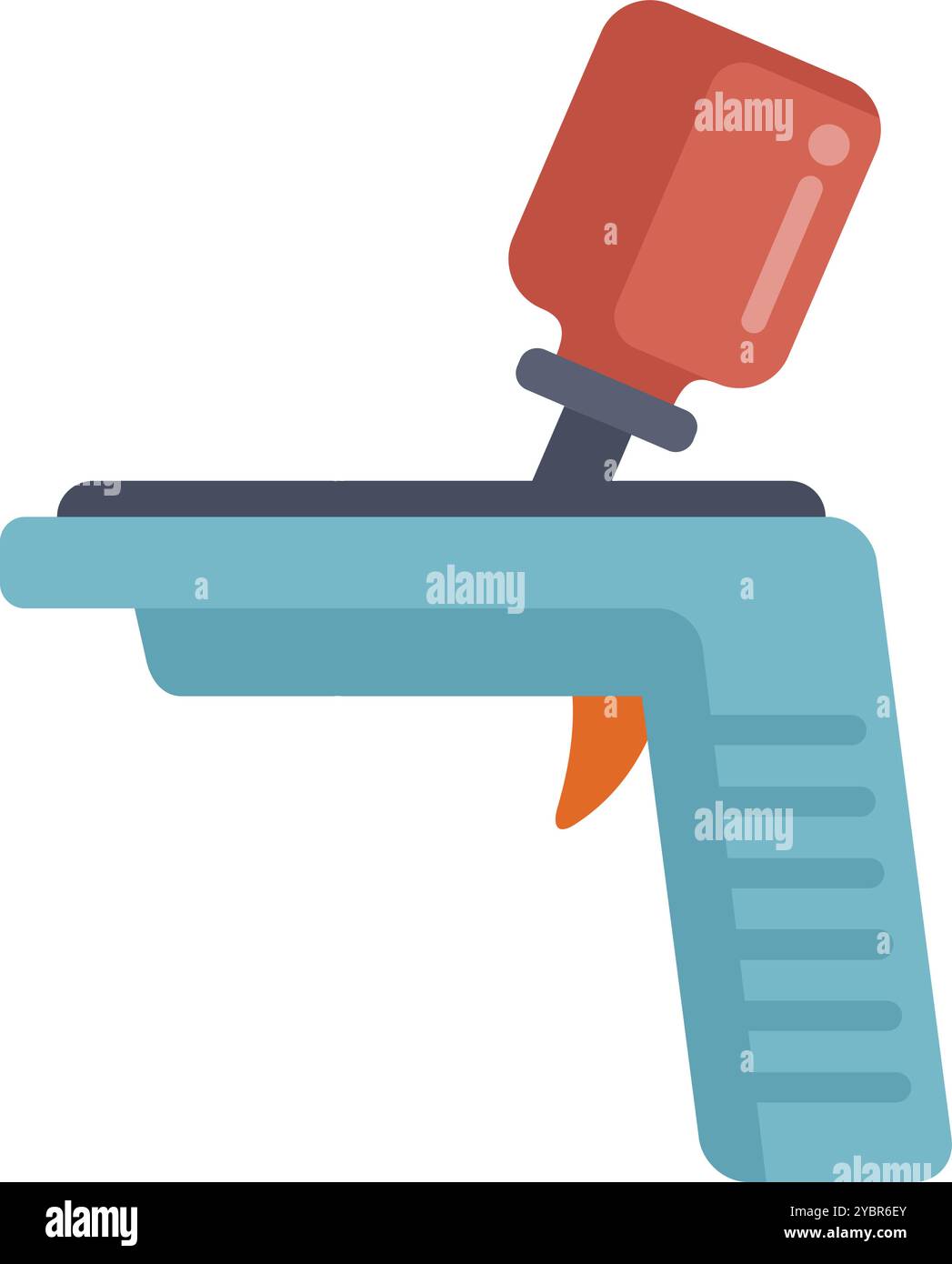 Blue toy gun with red top holding cartridge for children playing war ...