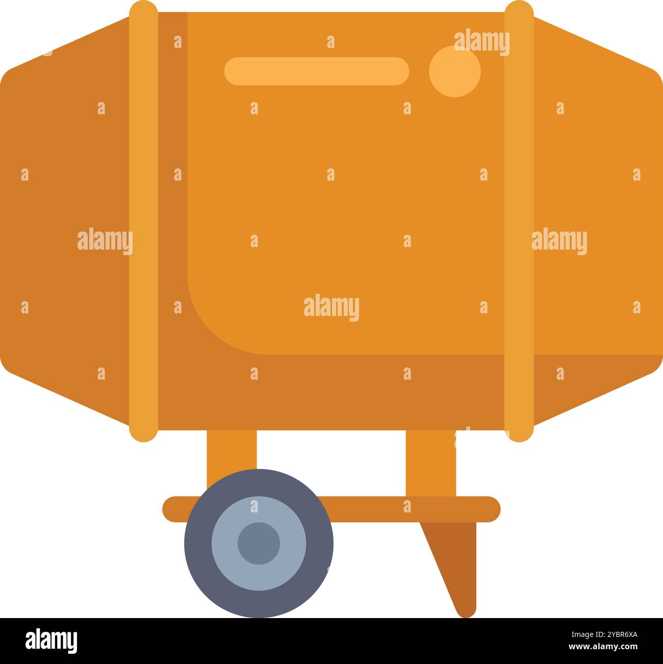 Illustration of a portable concrete mixer rotating drum, essential ...