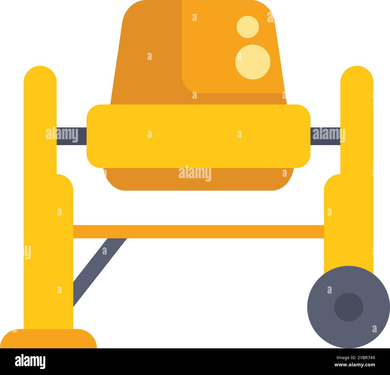 Illustration of a yellow concrete mixer mixing cement for a ...