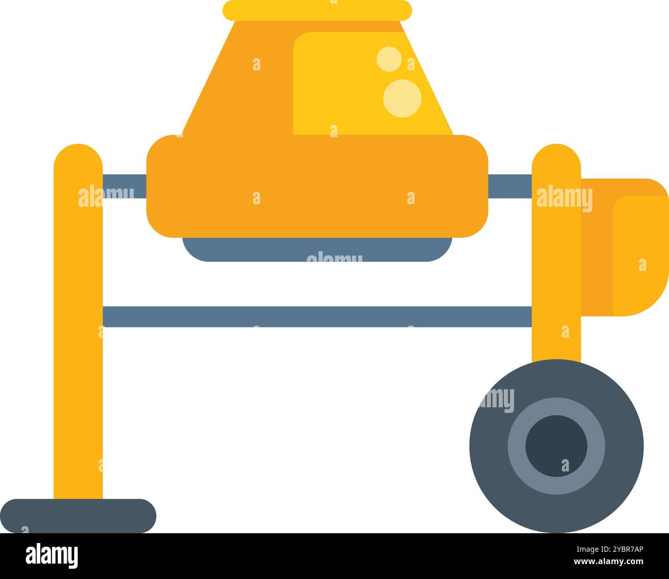 Yellow concrete mixer standing ready to be used on a construction site ...