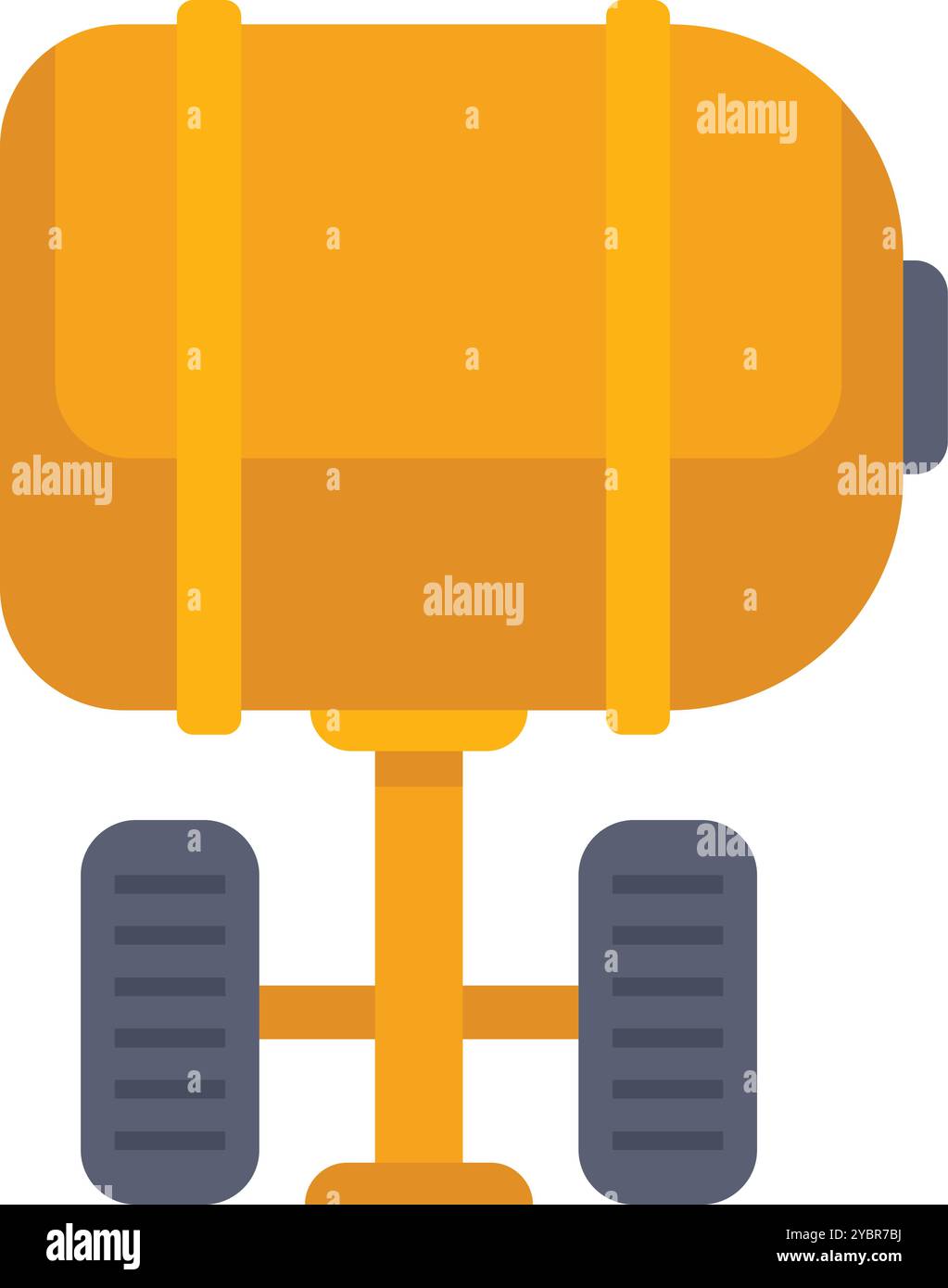 Yellow water tank trailer for tractor spraying crops in fields ...