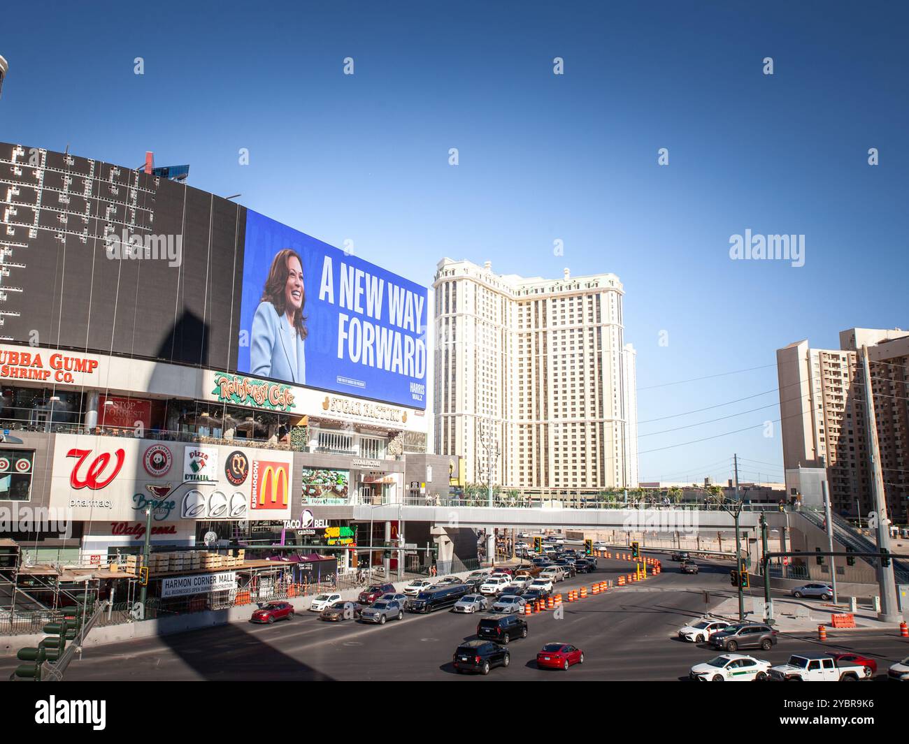 LAS VEGAS - AUGUST 19, 2024: A billboard promoting Kamala Harris during ...