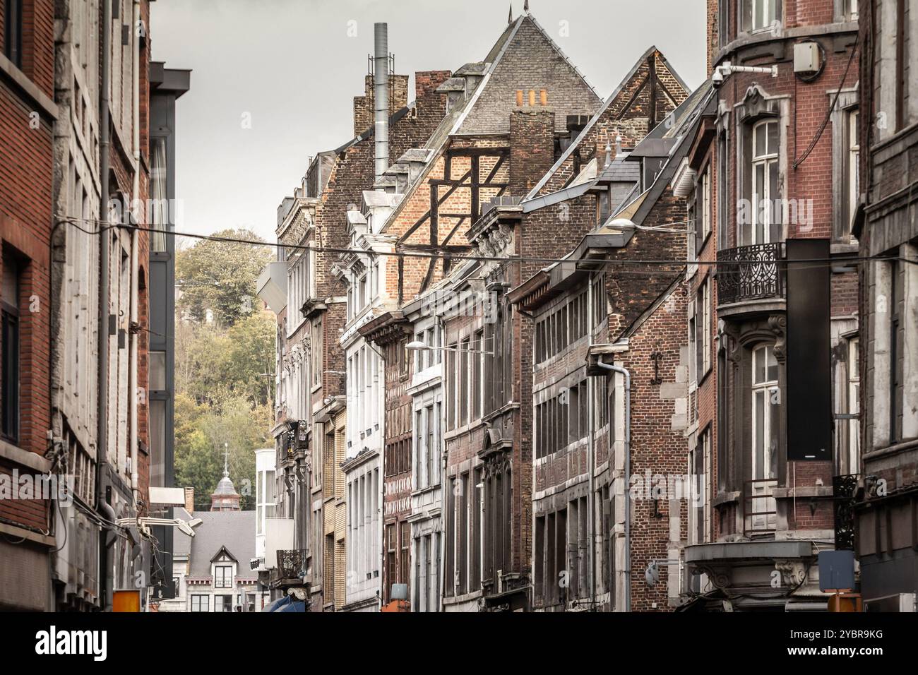 Selective blur on Rue Surlet, a narrow street of the city center of ...