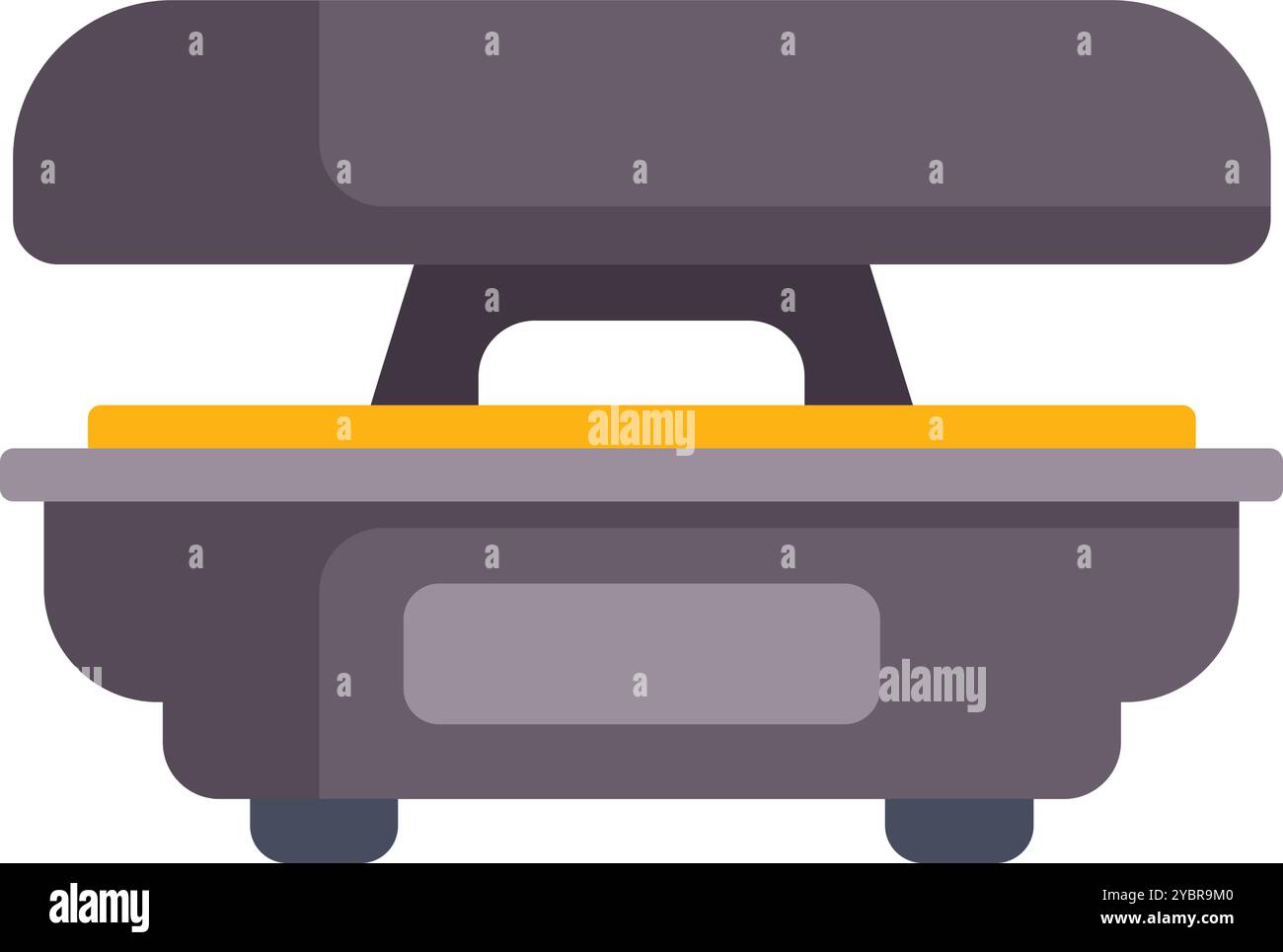 Illustration of an electric contact grill with its lid open, showing ...
