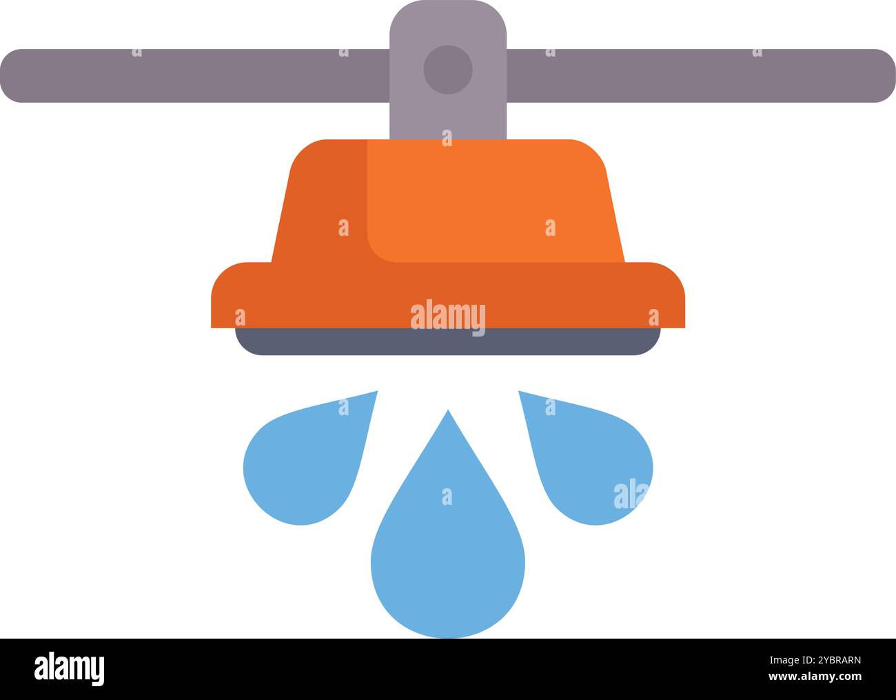 Fire sprinkler spraying water droplets protecting from fire damage ...