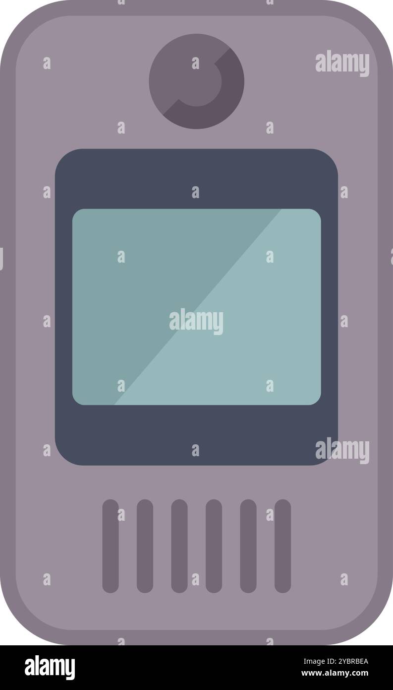 Old fashioned grey brick phone with antenna displaying a blank screen ...