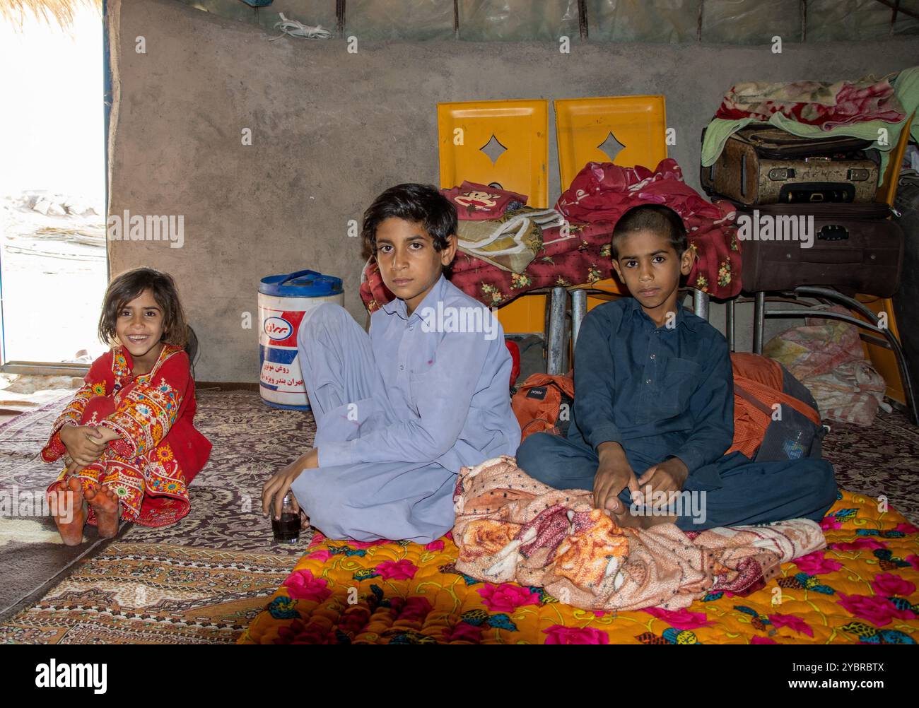 Tajkaft Village Iranshahr Iran September 23 2024: Children from ...
