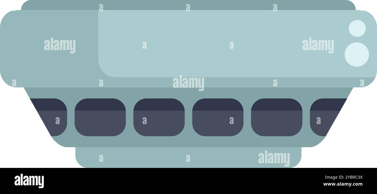 Modern smoke detector is mounted on a ceiling, providing safety and ...