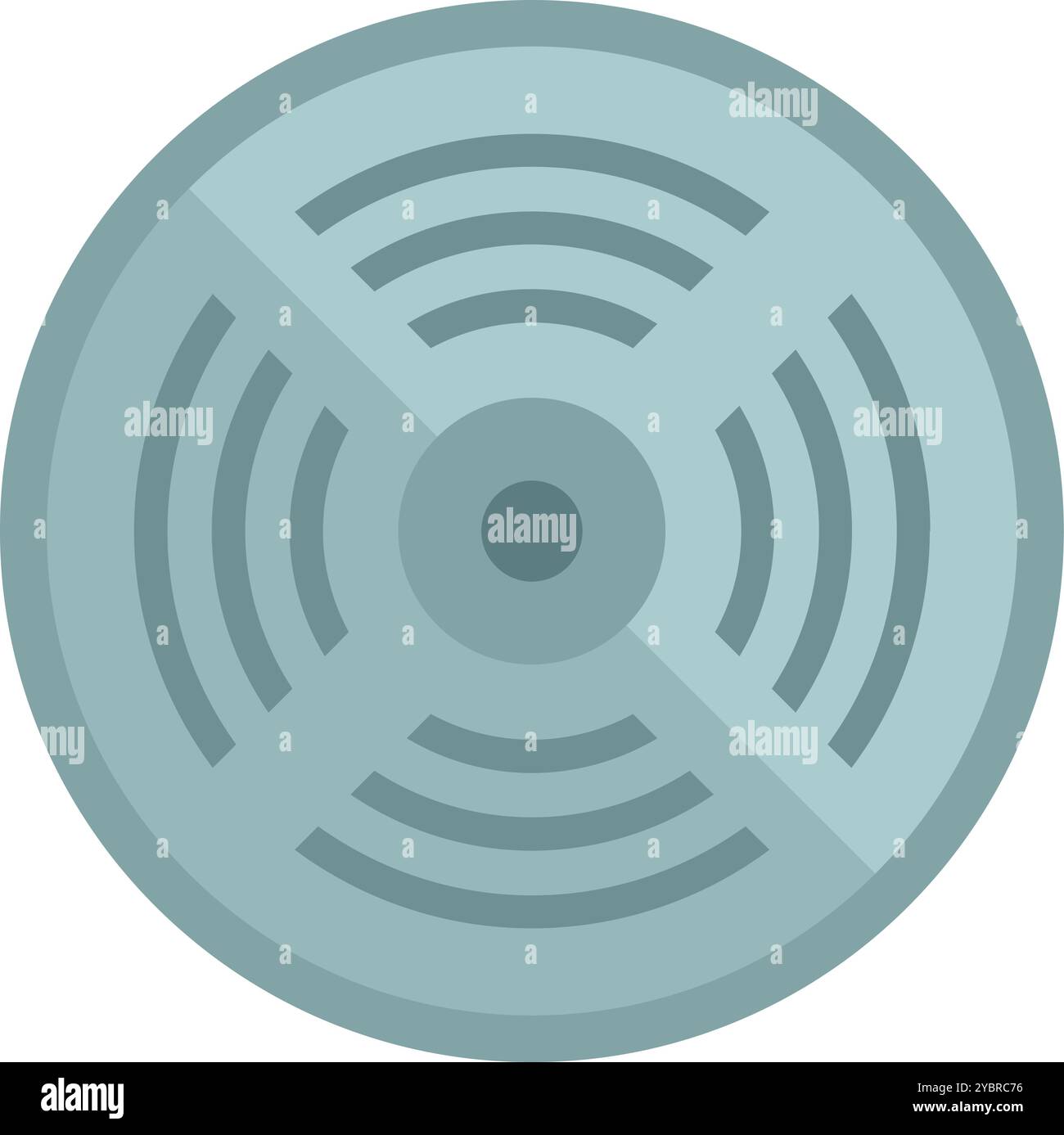 Smoke detector sending out a warning signal represented by sound waves ...