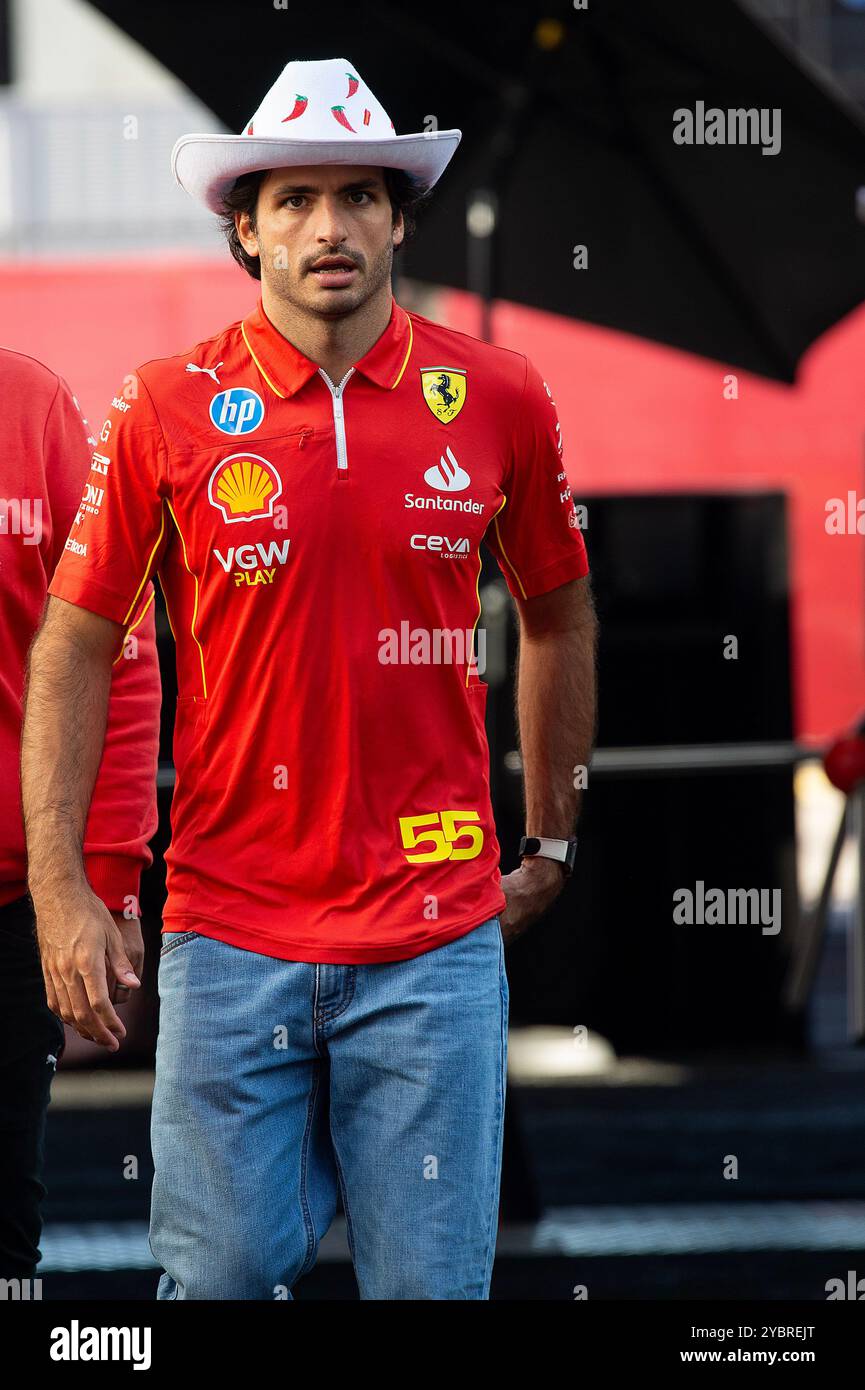Austin, Texas, USA. October 19, 2024: Carlos Sainz (55) with Scuderia ...