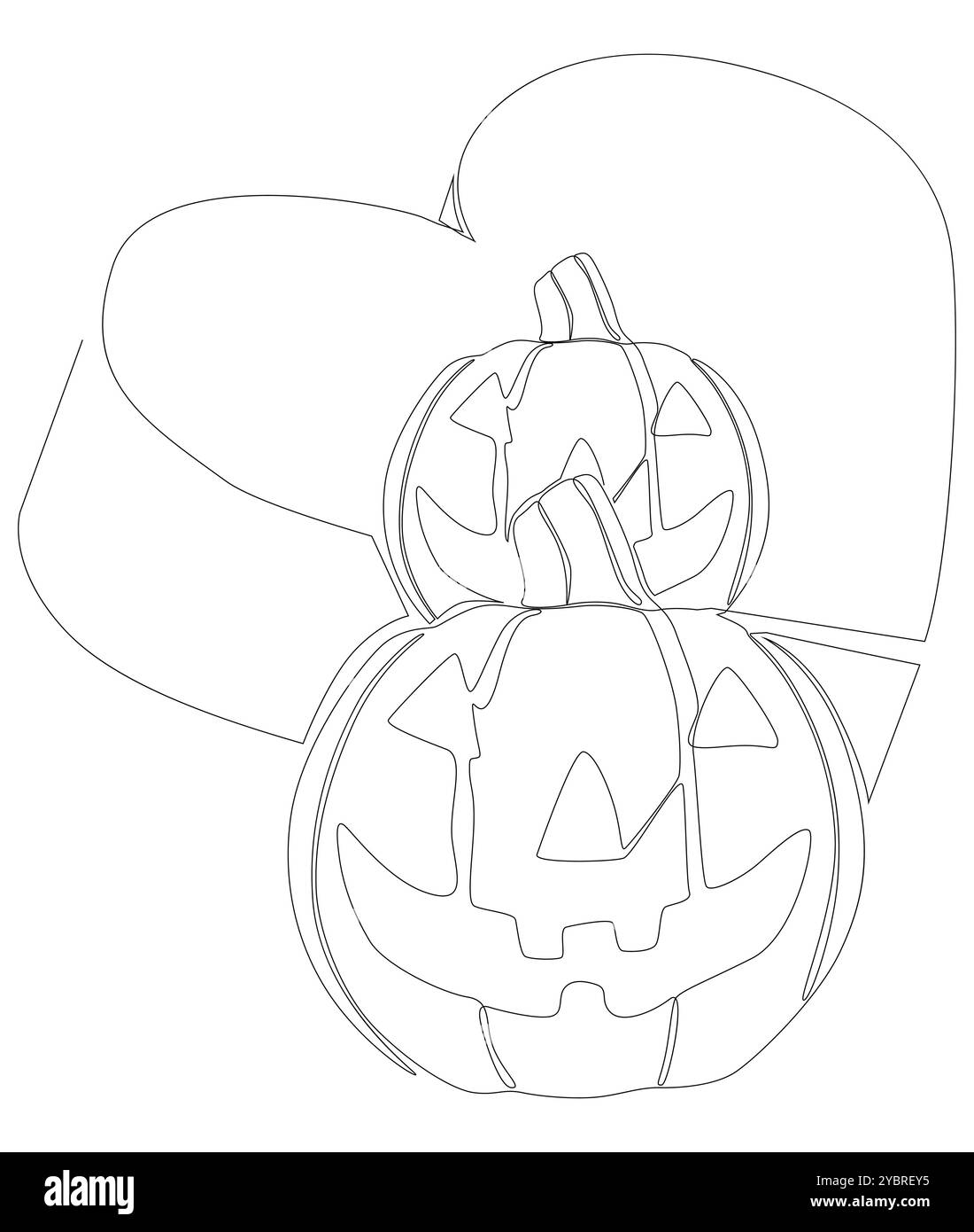 One continuous line of Halloween Jack O' Lantern Pumpkin with Heart ...