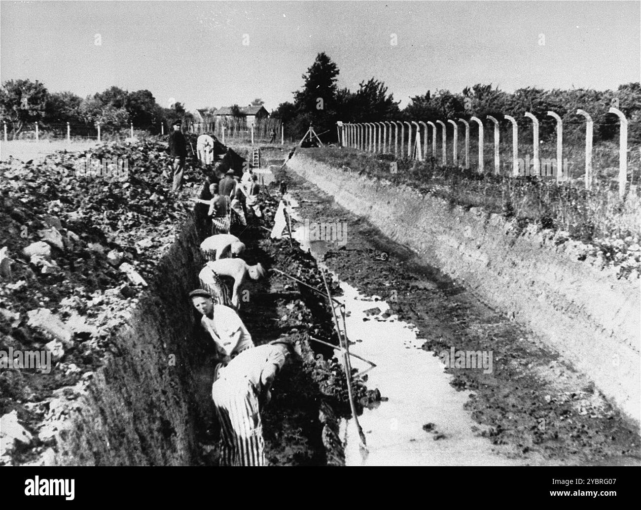 Prisoners at forced labor in the Neuengamme concentration camp Stock ...