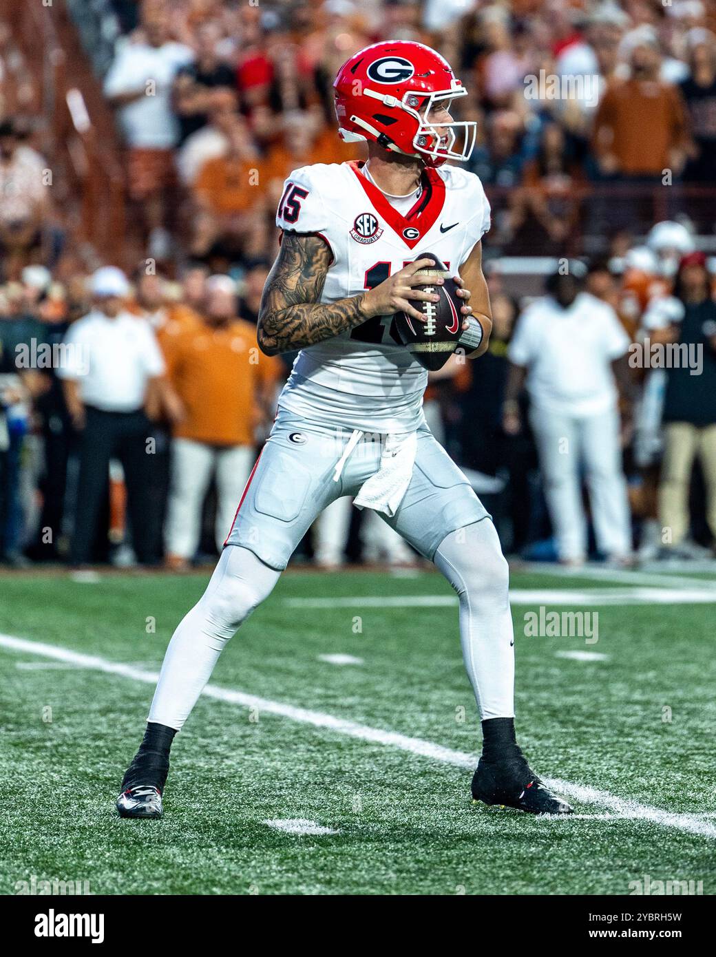 Oct 19, 2024. Carson Beck #15 of the Georgia Bulldogs in action vs the ...