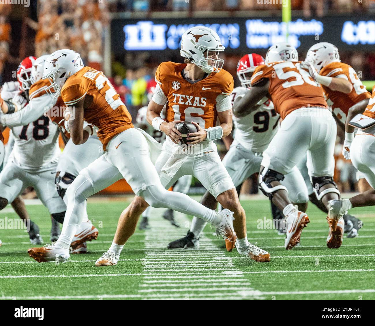 Oct 19, 2024.Arch Manning #16 of the Texas Longhorns in action vs the ...