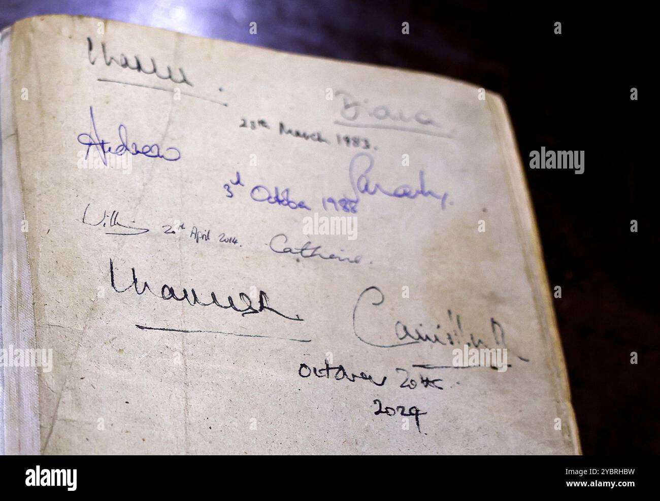 The signatures of King Charles III and Queen Camilla are seen along ...