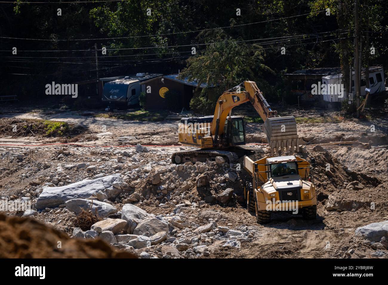 Chimney Rock, N.C. (Oct. 18, 2024) - Debris from flooding caused by ...