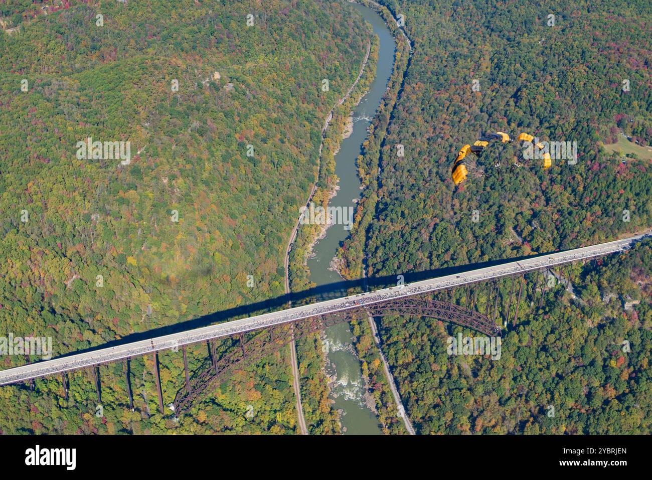 Soldiers of the U.S. Army Parachute Team jump into Bridge Day on 19 ...