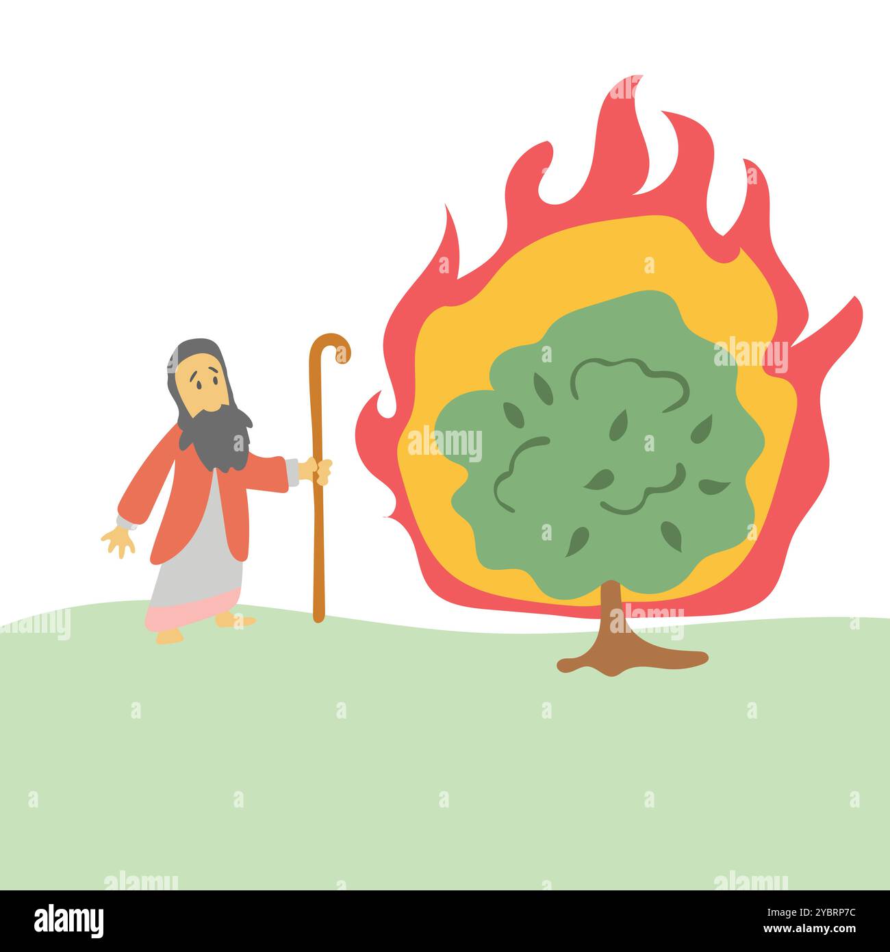 Moses and the Burning Bush illustration vector isolated on white ...