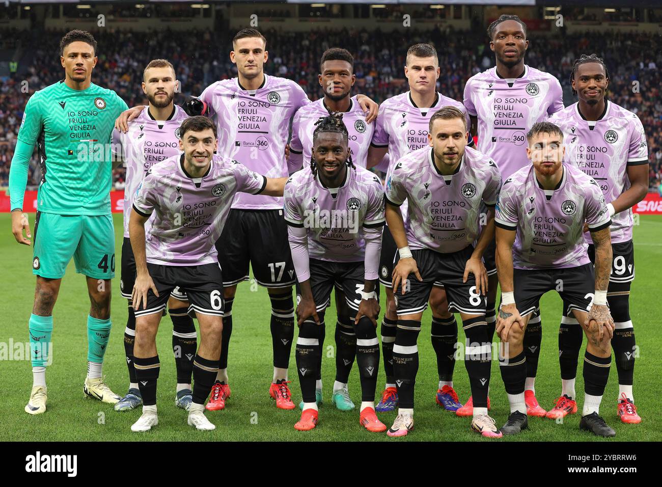 Milan, Italy. 19th Oct, 2024. Italy, Milan, 2024 10 19: starting line up of Udinese in center ...