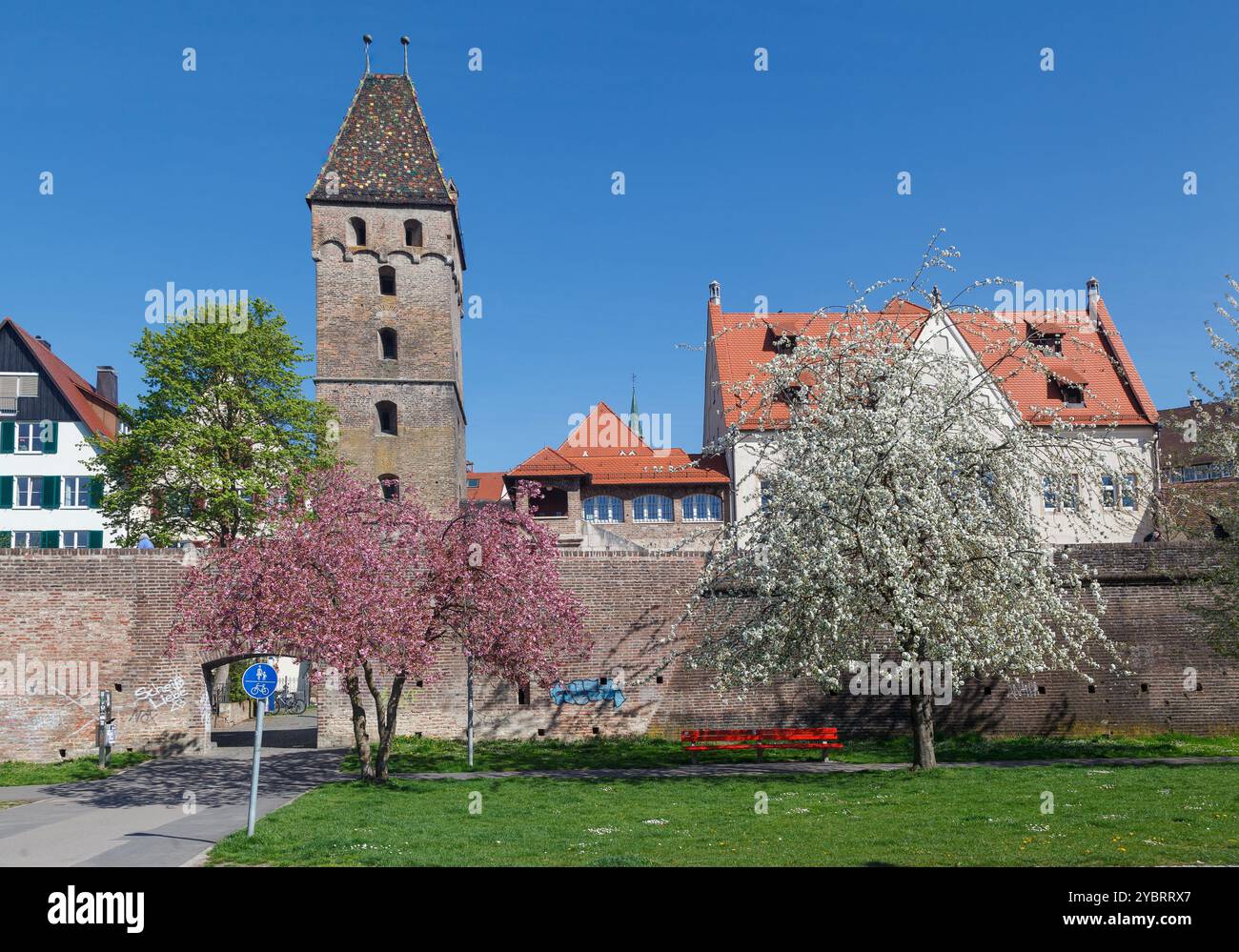 The fortress of stone, historical medieval city walls of Ulm, Germany ...