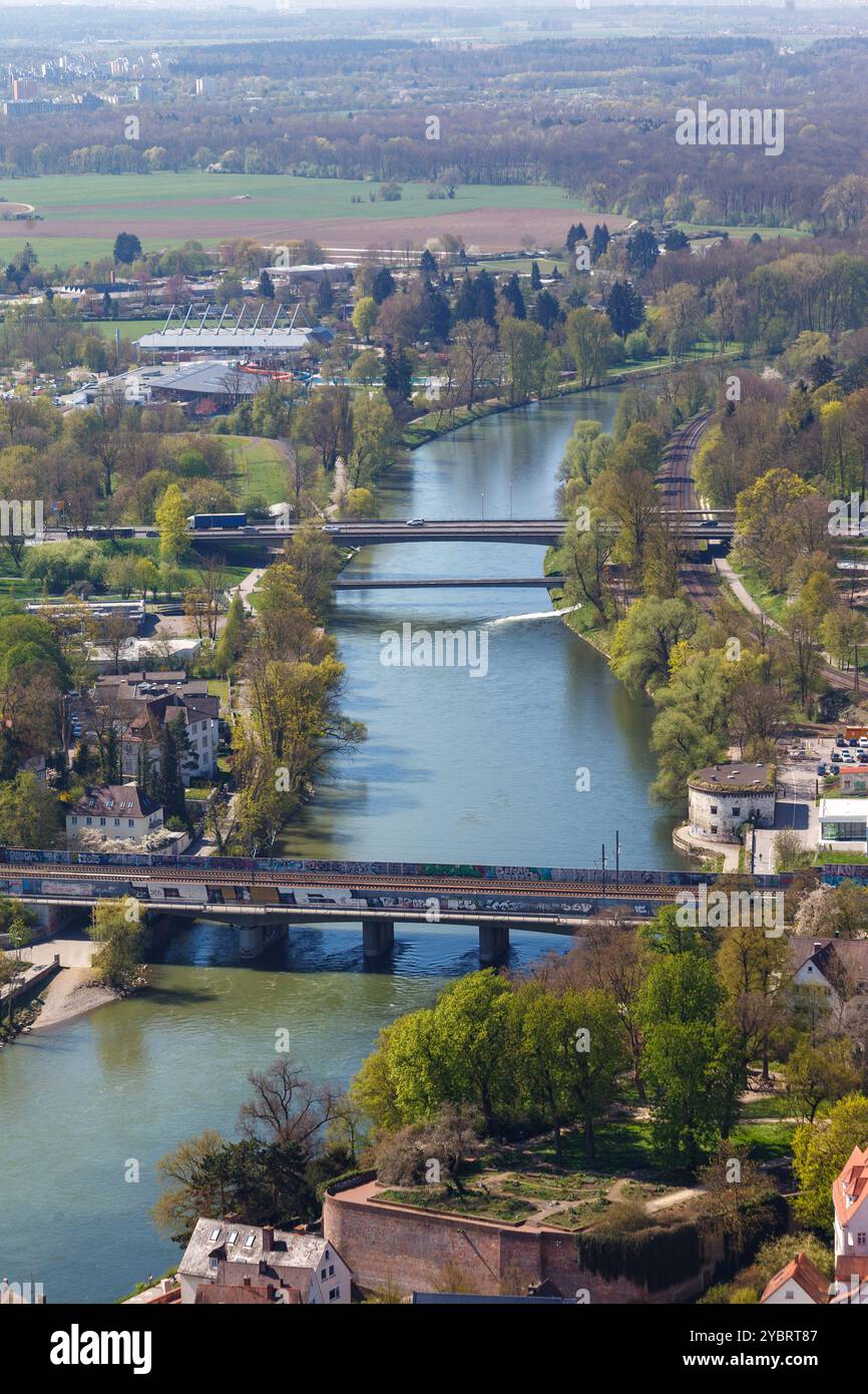 The bridges over the famous Danube river in downtown Ulm, Germany Stock ...