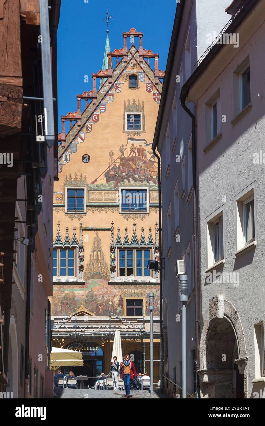 The Ulmer Rathaus, the old town hall of the medieval city in Germany ...