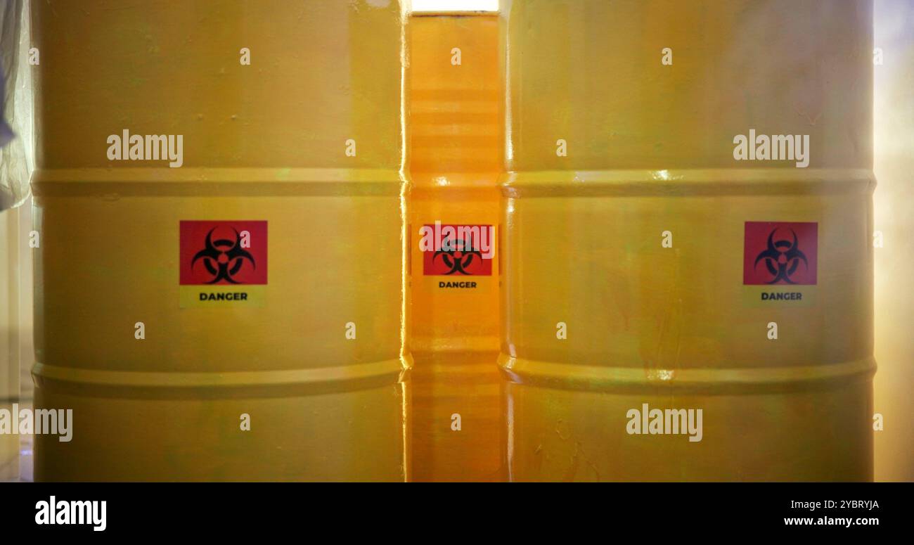 Toxic, barrel and container with pollution, dangerous goods and ...